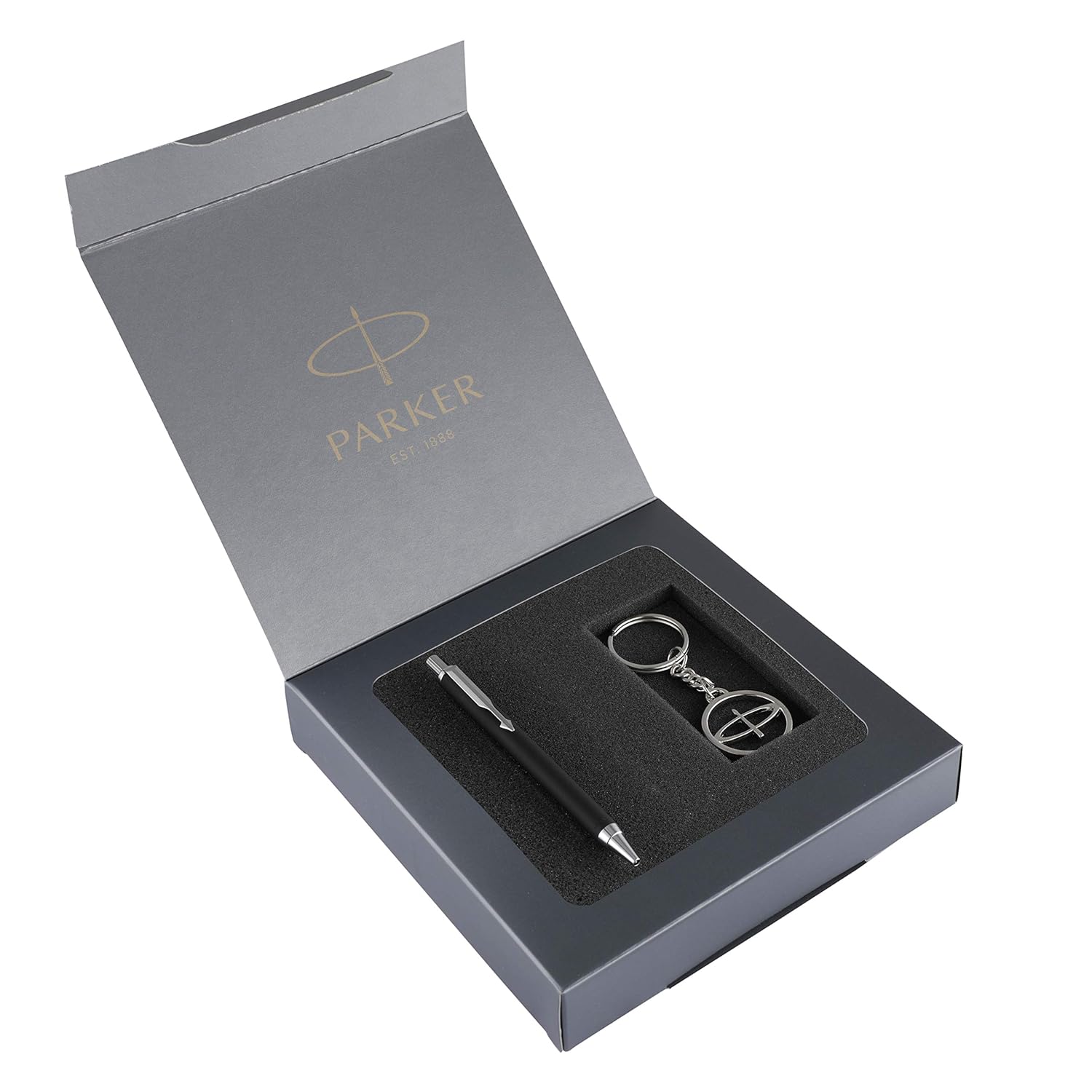 Parker Functional Profile Matte Black Ball Pen with Parker Keychain, B ...