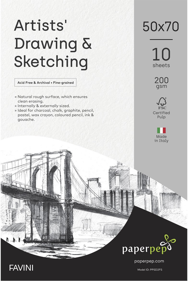 PaperPep Artists' Sketching & Drawing Paper 200GSM 50X70CM Pack of 10 ...